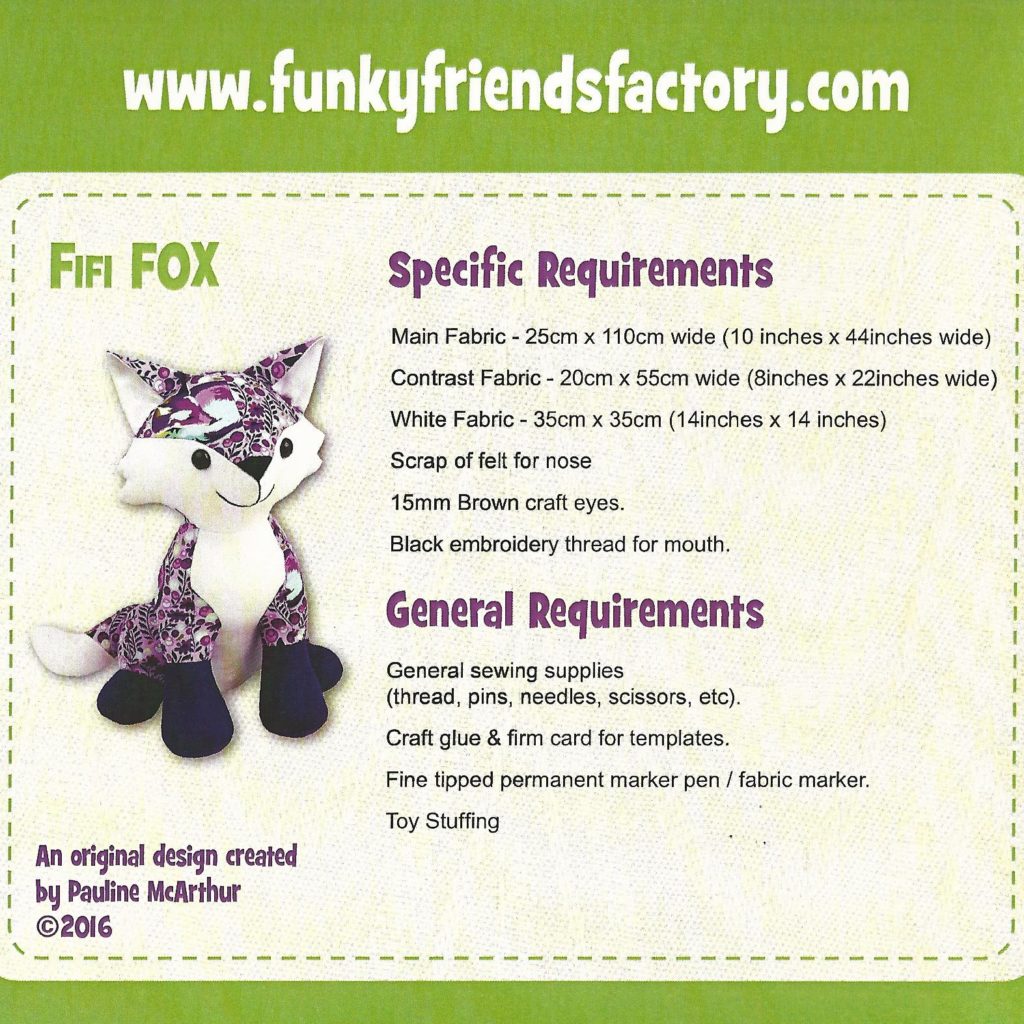 Funky Friends Factory - Fabric Soft Toy - Fifi Fox - Kitset - A Heart ...